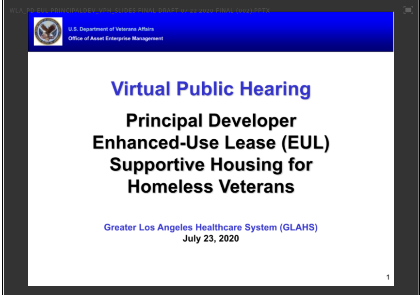 Veterans Affairs Greater Los Angeles Healthcare System Master Plan